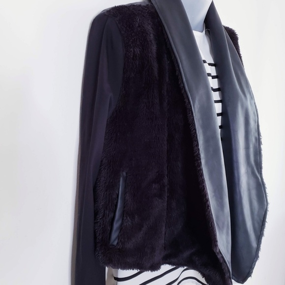 BB Dakota | Jackets & Coats | Nwt Bb Dakota Faux Fur Leather Drape Jacket Blazer | Poshmark